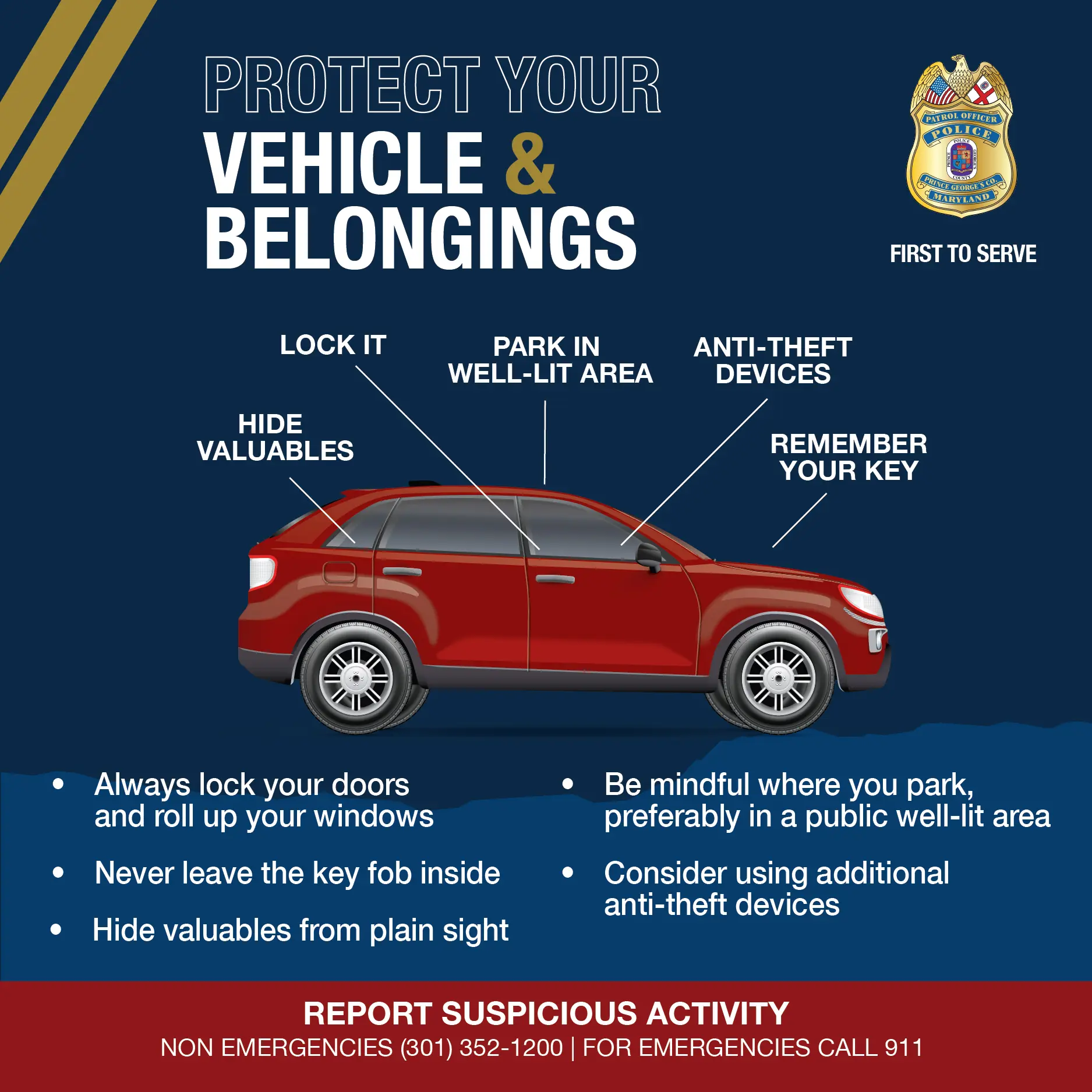 Vehicle Theft Prevention Tips | Prince George's County